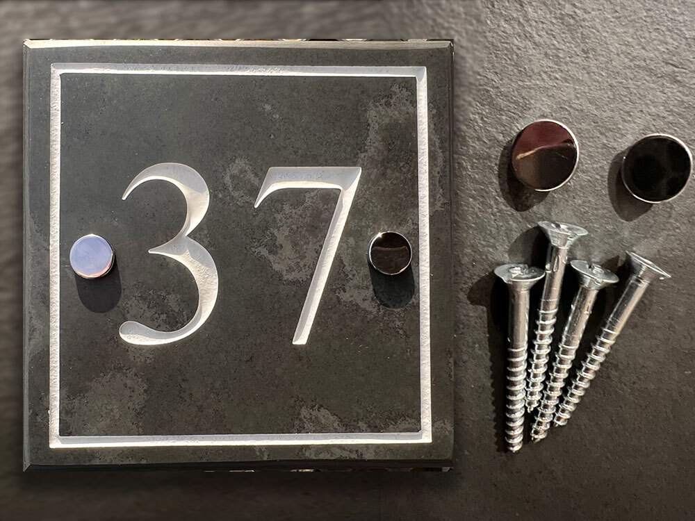 Screws with Chrome Flat Tops | Welsh Slate House Signs