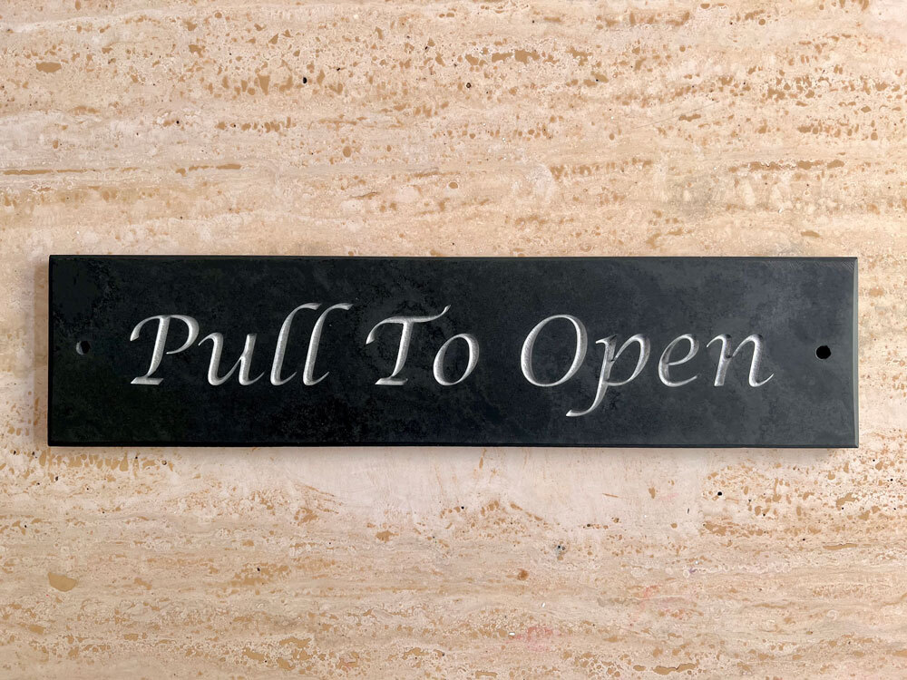 Pull To Open Sign | Welsh Slate House Signs